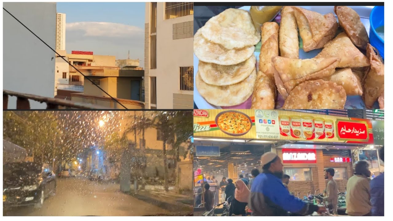 Karachi ki pehli barish/ beautiful weather/dinner at Mazedar restaurant ...