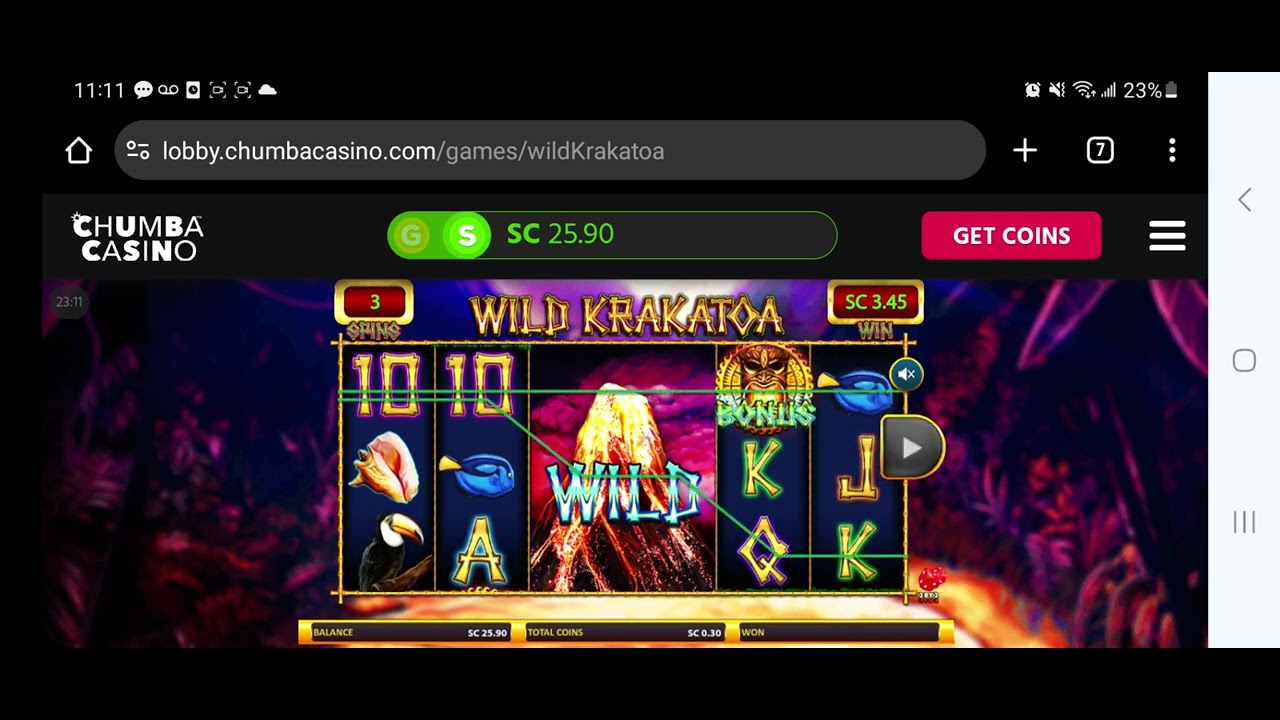 Chumba Casino Wild Krakatoa $0.20 Bet Sweeps Coins Slots BONUS - YouTube