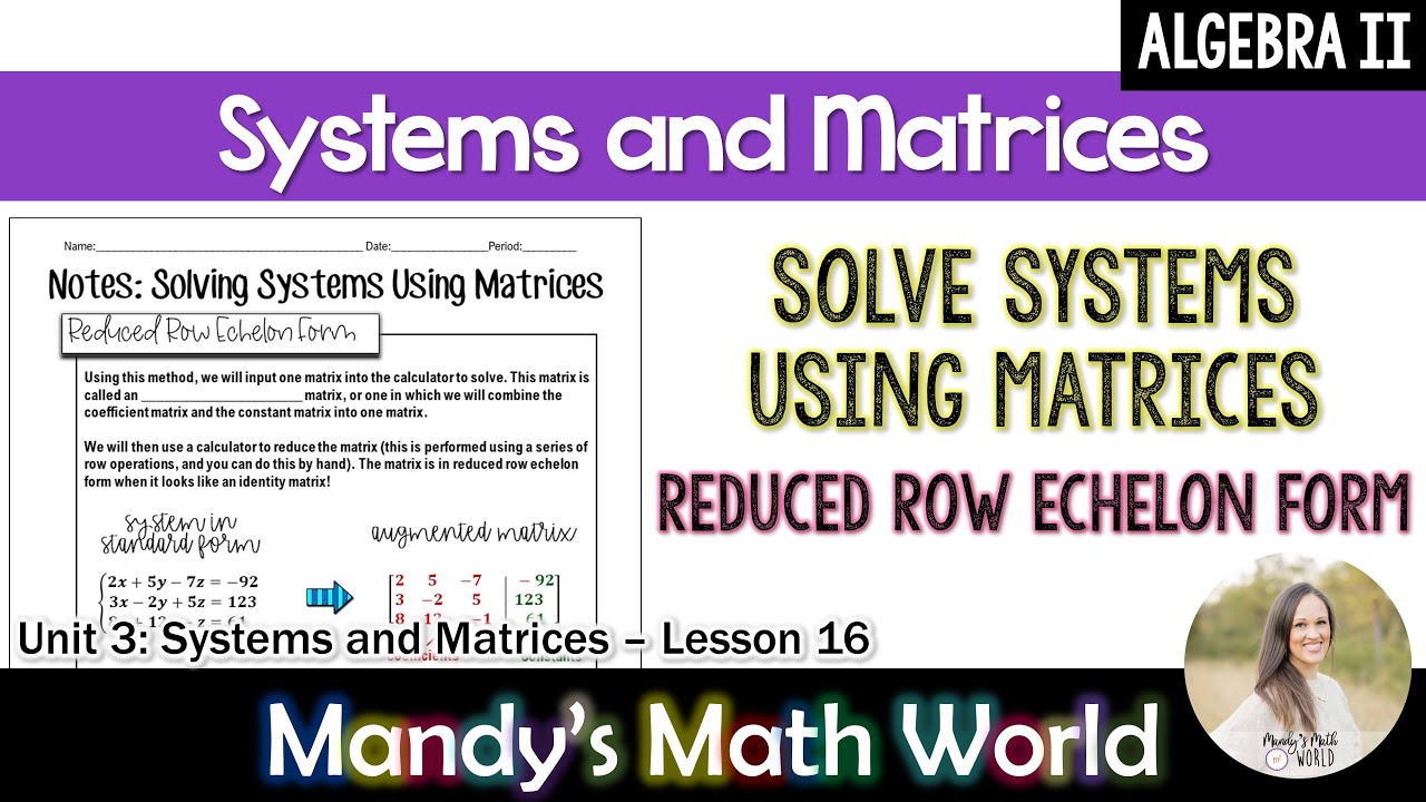 Solve System Using Matrices Reduced Row Echelon Form On The Calculator Youtube