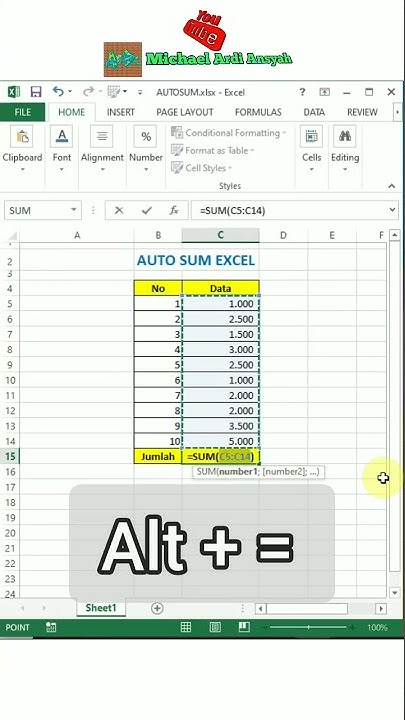 AutoSUM Excel, Cara penggunaan di Excel #RumusExcelKita - YouTube