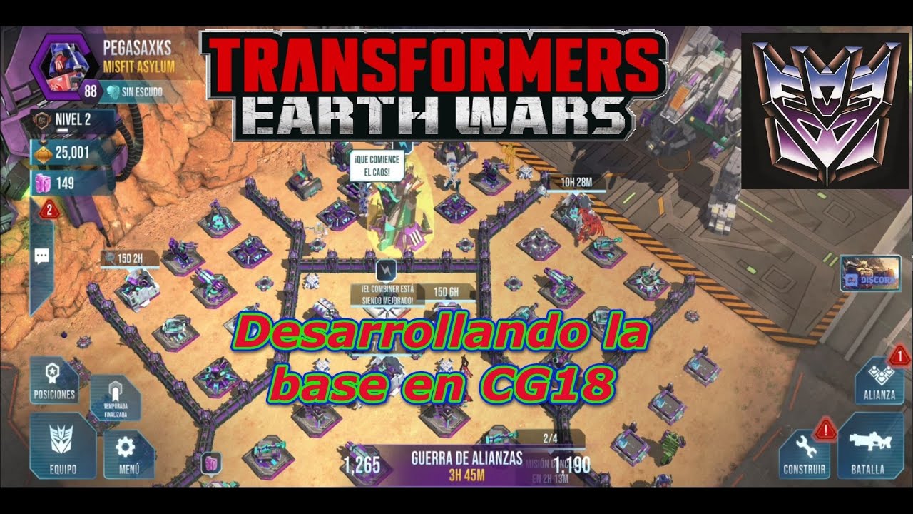 Transformers Earth Wars : Desarrollando la base en CG 18 - YouTube