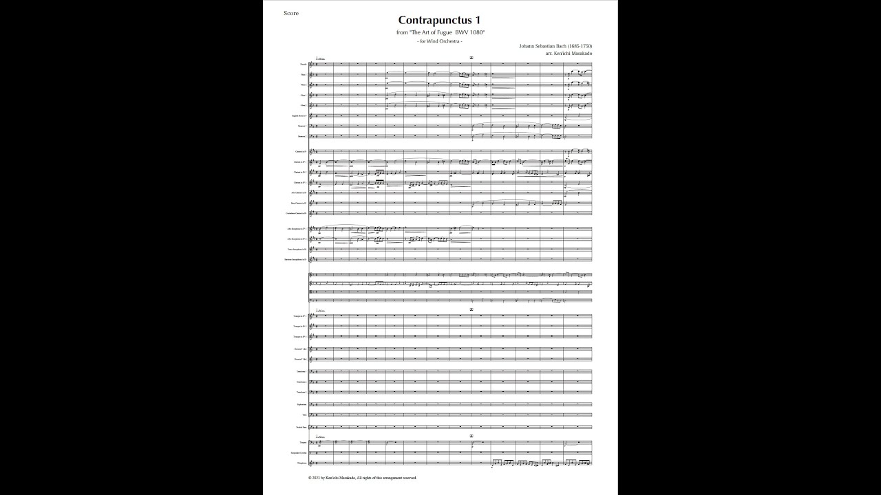 Contrapunctus 1 from "The Art of Fugue BWV 1080" by J.S.Bach / arr. Ken ...