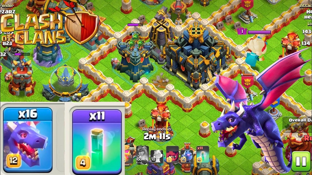 16 Dragons And 11 Invisibility Spell In Clash Of Clan #coc - YouTube