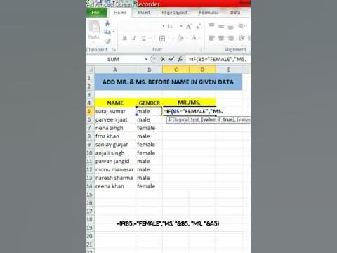 WRITE MR. BEFORE NAME IN EXCEL #shorts #viral #youtubeshorts # ...
