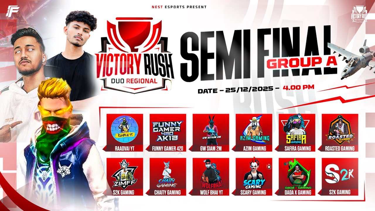 [🔴LIVE ] SEMI FINAL GROUP A | VICTORY RUSH DUO REGIONAL | NEST ESPORTS ...