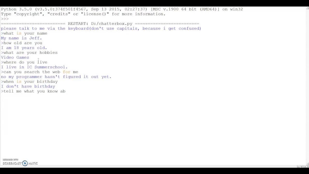 Python ChatterBot With download link|(IC Summerschool) - YouTube