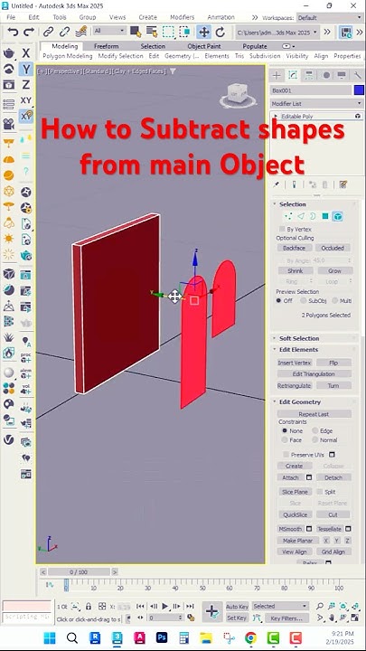 Subtract shapes from main object in 3dsmax - YouTube