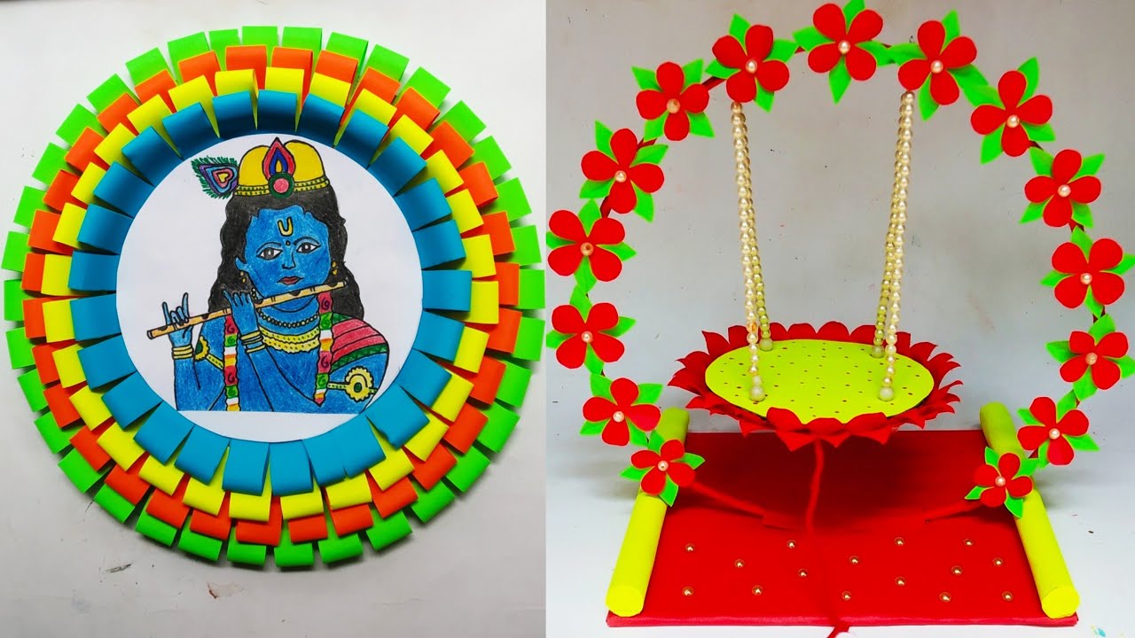 Diy Krishna jhula making ideas|janmashtami jhula making|diy krishna wall hanging ...
