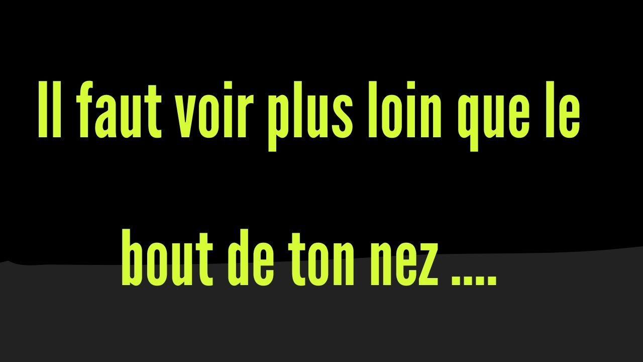 Il faut voir plus loin que le bout de ton nez-Avoir une vision à long ...