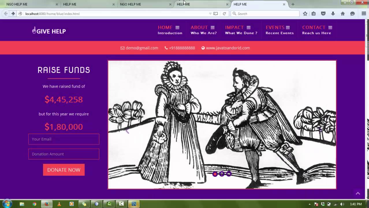 java web project using jsp, servlet, html, mysql, css, netbeans (NGO) - YouTube