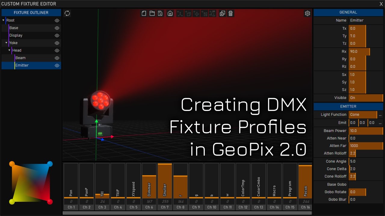 Creating DMX Fixture Profiles in GeoPix 2.0 (Timelapse) - YouTube