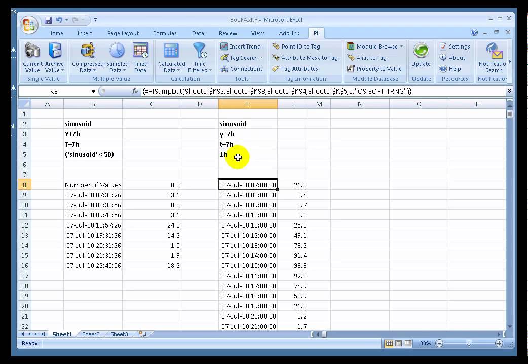 OSIsoft: Obtain filtered values in PI DataLink. v4.0 - YouTube