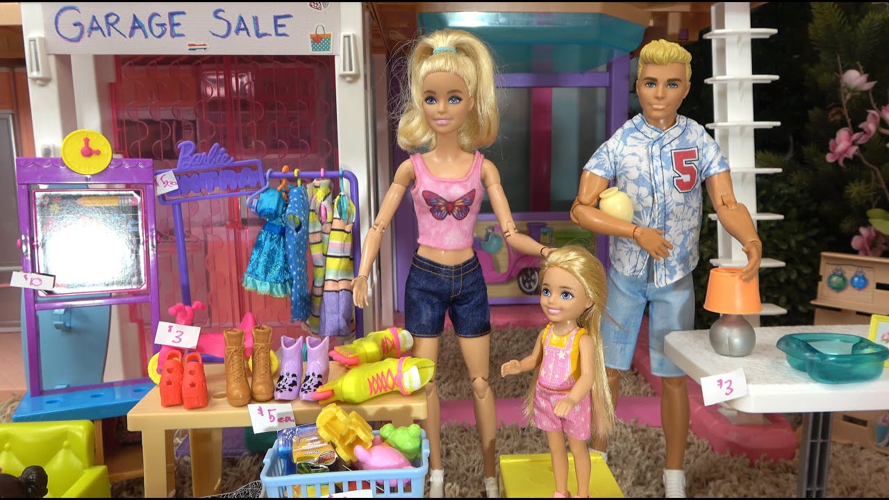 Barbie and Ken at Barbie Dream House Having Garage Sale with Barbie ...