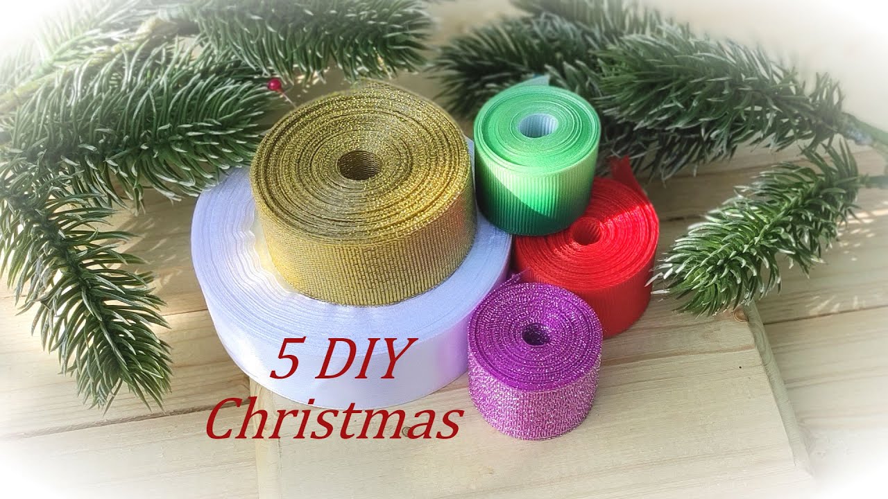 5 DIY Crafts from Satin Ribbons Christmas ornaments 🎄 Ёлочные игрушки ...