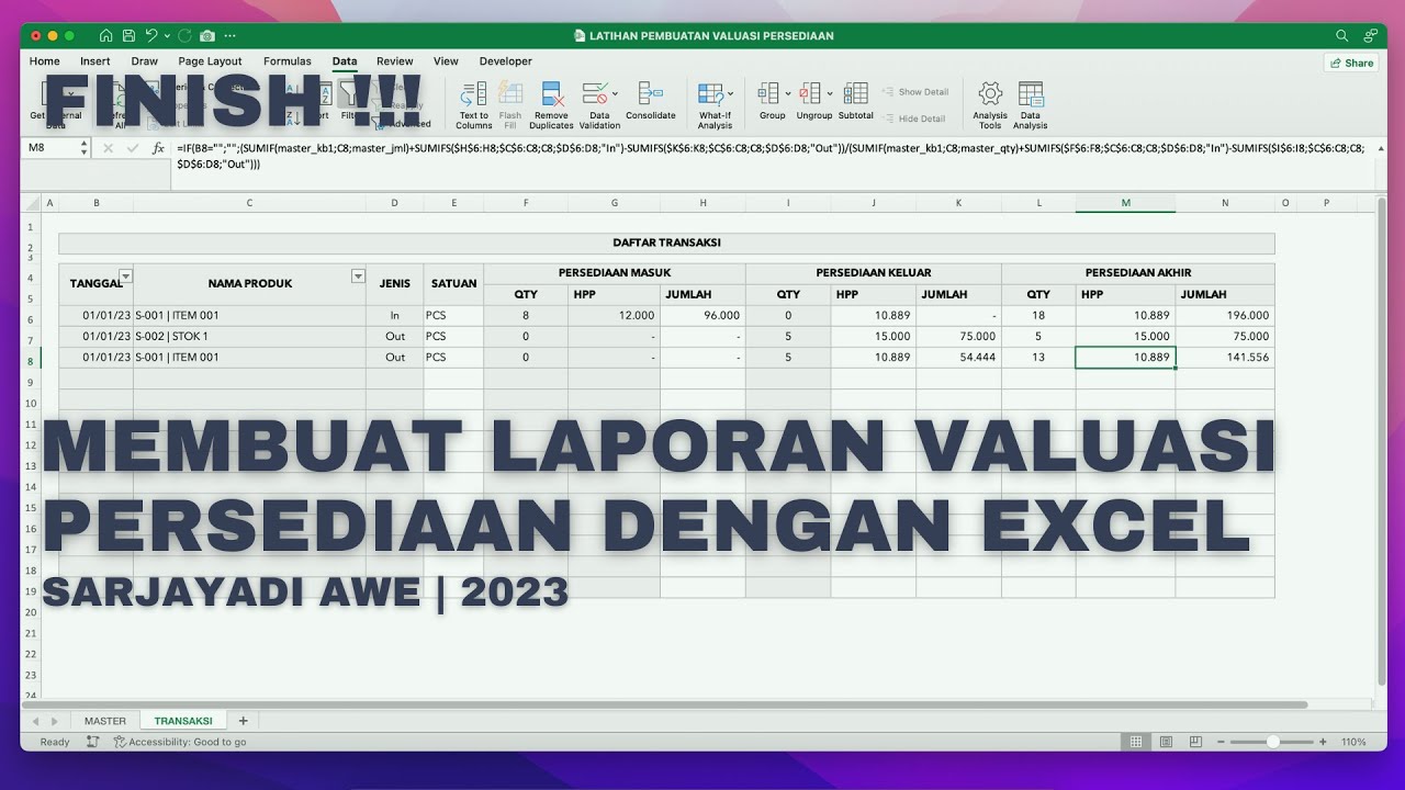 FINISH !! - MEMBUAT LAPORAN VALUASI PERSEDIAAN DENGAN APLIKASI EXCEL ...