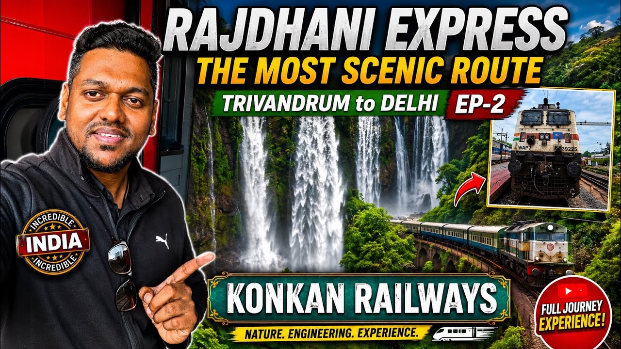 🟢 THE MOST SCENIC ROUTE "KONKAN RAILWAYS" TVC RAJDHANI TRAVEL VLOG ...