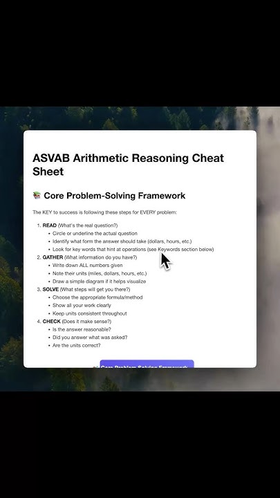 ASVAB Arithmetic Reasoning Cheat Sheet - YouTube