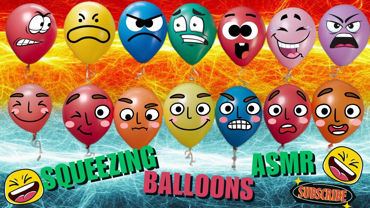 ASMR TICKLE BALLOON EMOJI | Squeezing Latex Balloons | Tickling Rubbing ...