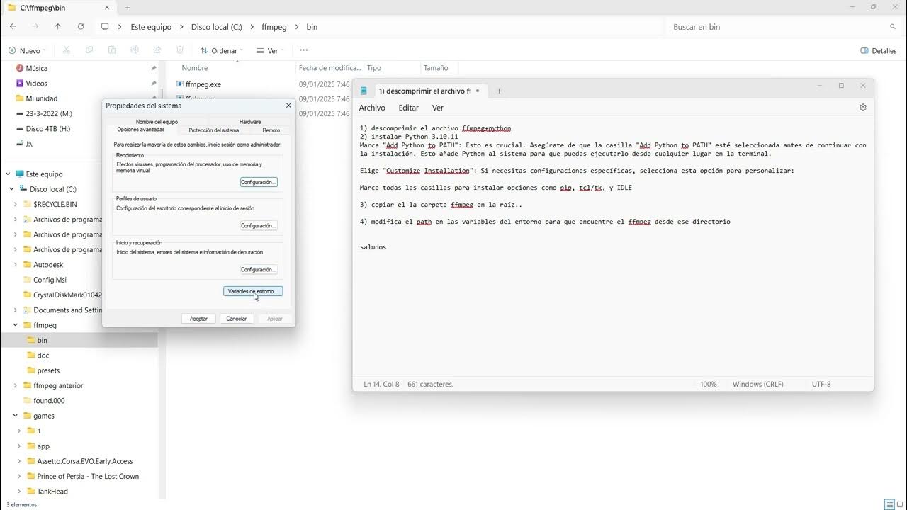modifica el path para agragar ffmpeg a python - YouTube
