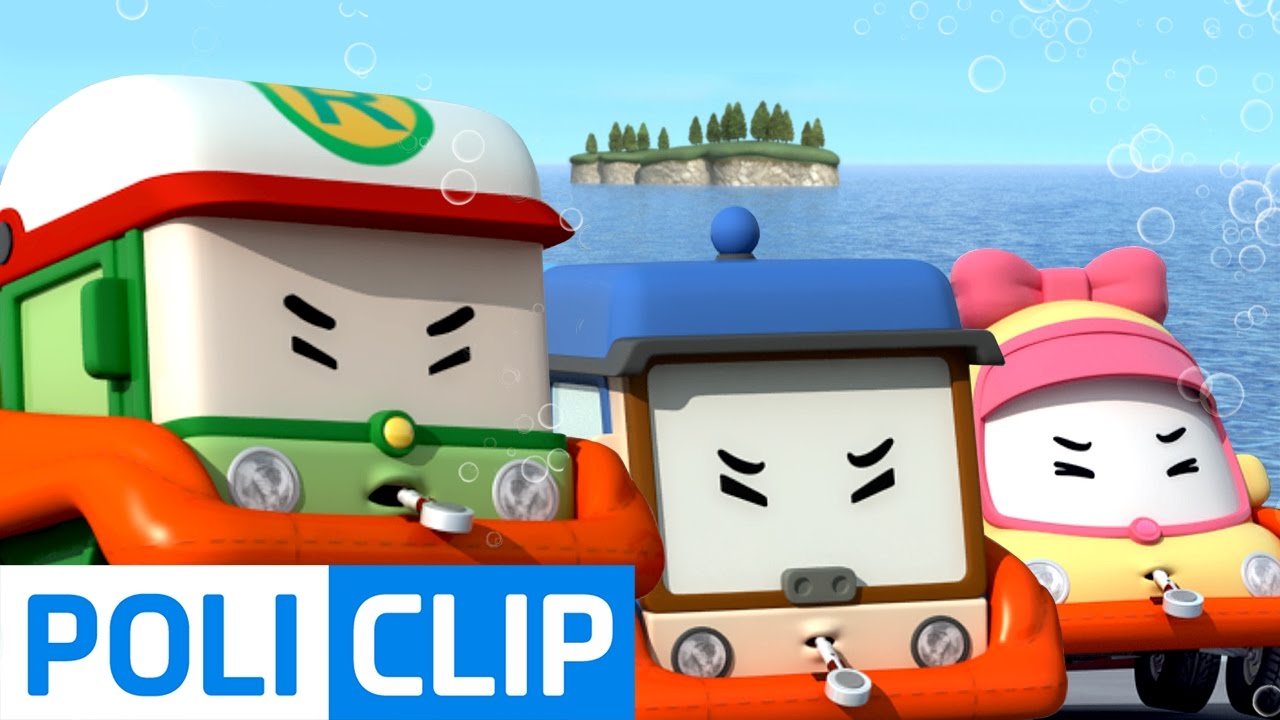 How to survive in the sea | Robocar Poli Clips - YouTube