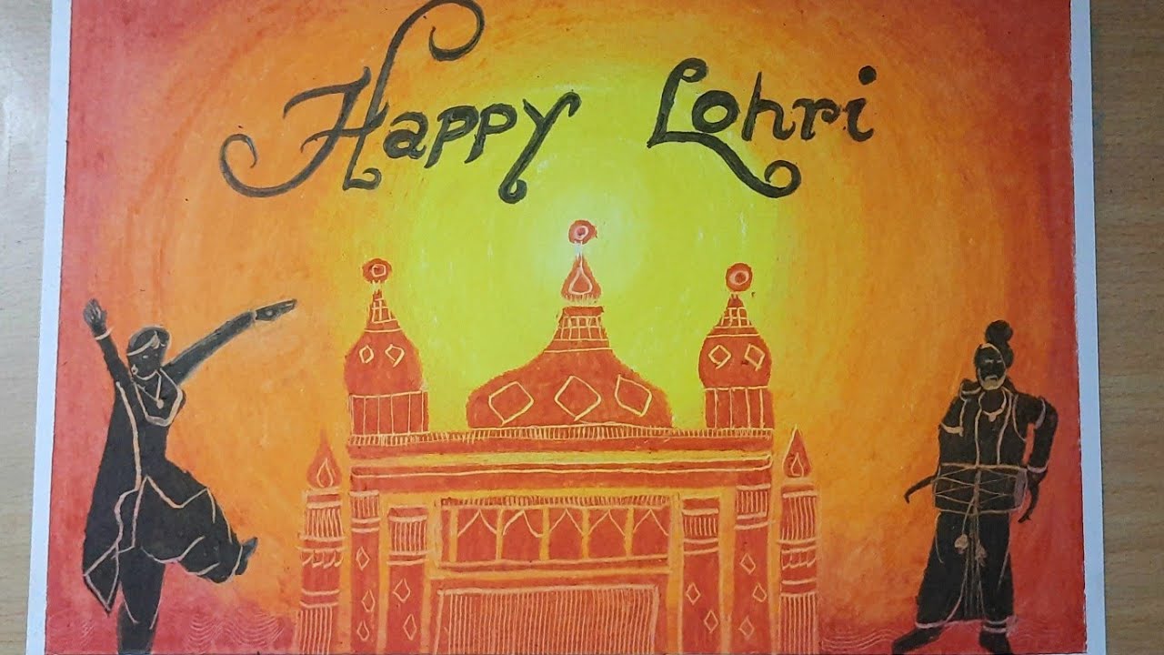 How to draw lohri festival| Lohri poster drawing step by step | how to ...
