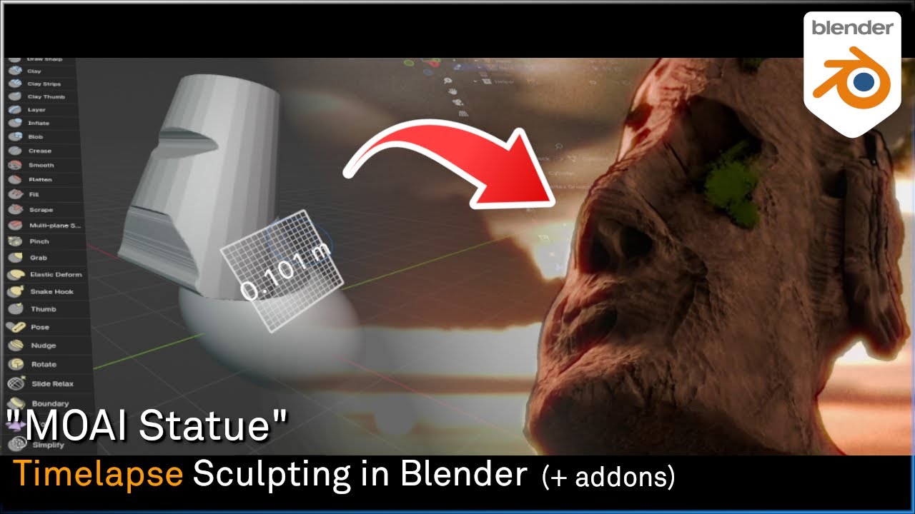 Blender 3D Sculpting "Moai Statue" (Full Timelapse) - YouTube