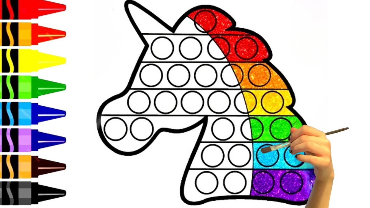 How to draw rainbow Unicorn Popit 🦄easy drawing and coloring for kids ...