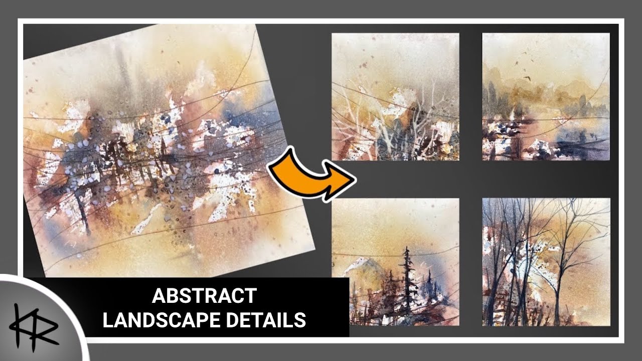 WATERCOLOR spatter painting abstract & landscape details - 269 - YouTube