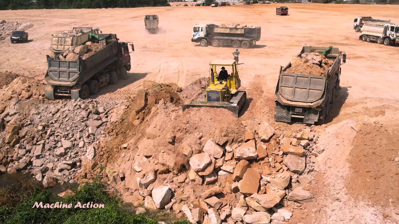 The Best Land Filling Ever Show Big Bulldozer Push Rocks, Big Dump ...
