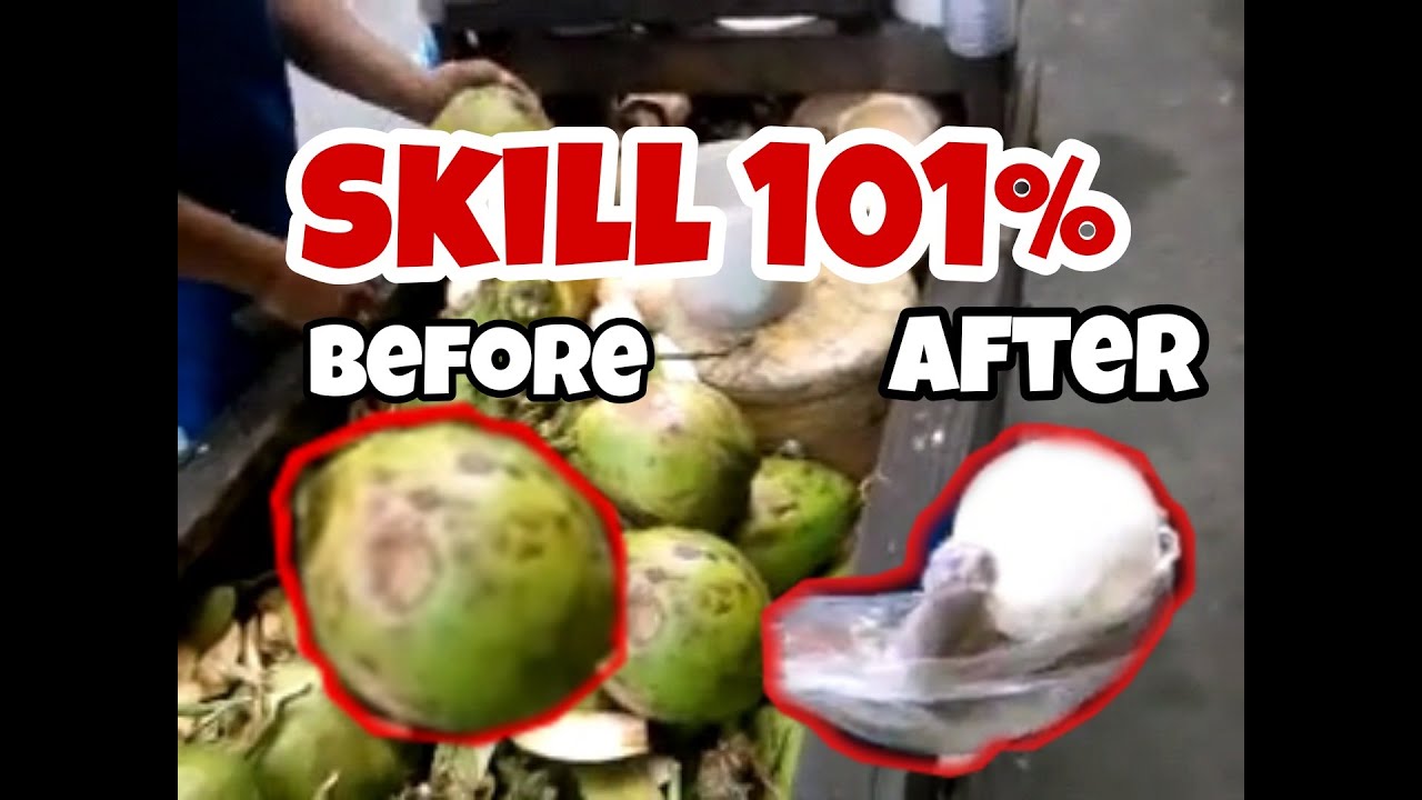 Buko peeling - only in the philippines! - YouTube