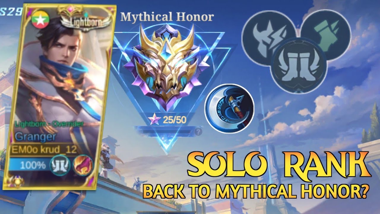 GRANGER SOLO RANK‼️ BACK TO MITIK HONOR (GRANGER MOBILE LEGENDS) - YouTube