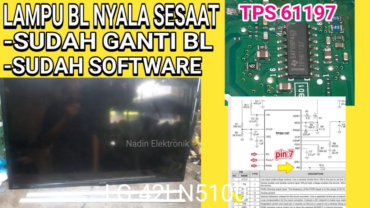 TV LED SHARP LAMPU BL HANYA MENYALA SESAAT / MODIF DRIVER BL TPS 61199 ...