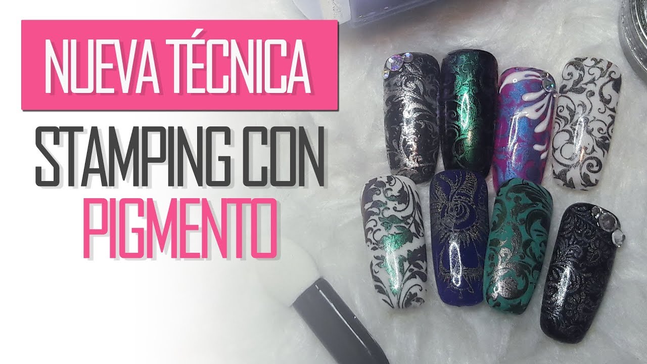 Stamping con Pigmentos Chrome - Stamping with Pigments - YouTube