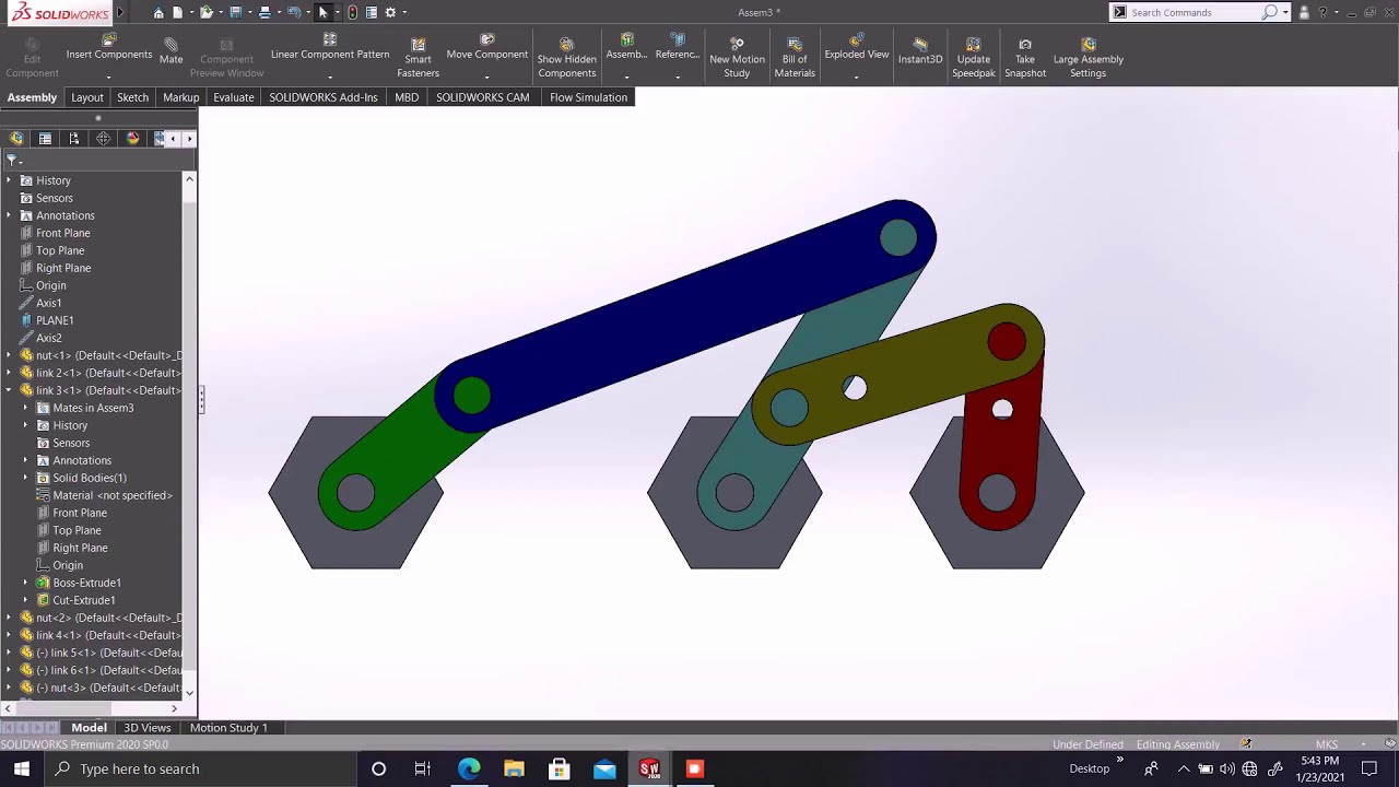 6 bar Linkage Mechanism on Solidworks || Solidworks Tutorial - YouTube