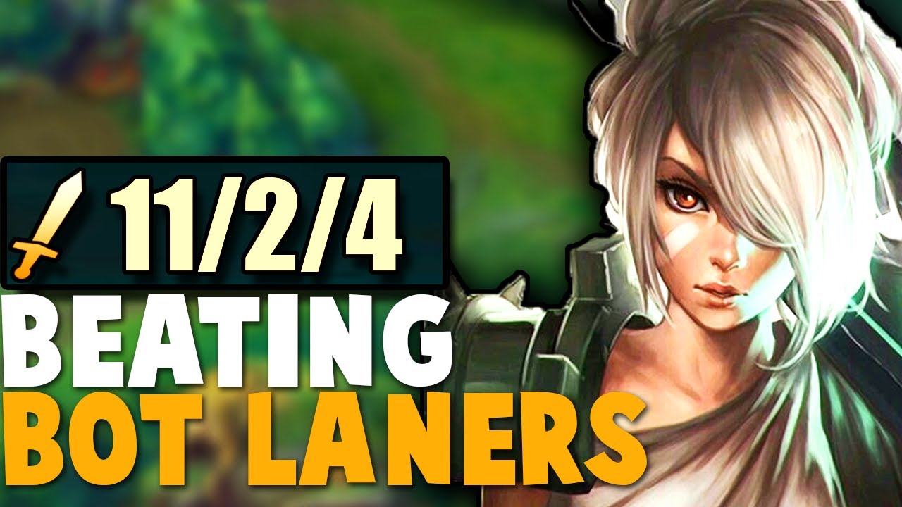 Rank 1 Challenger Beating Bot Laners Playing Riven - YouTube