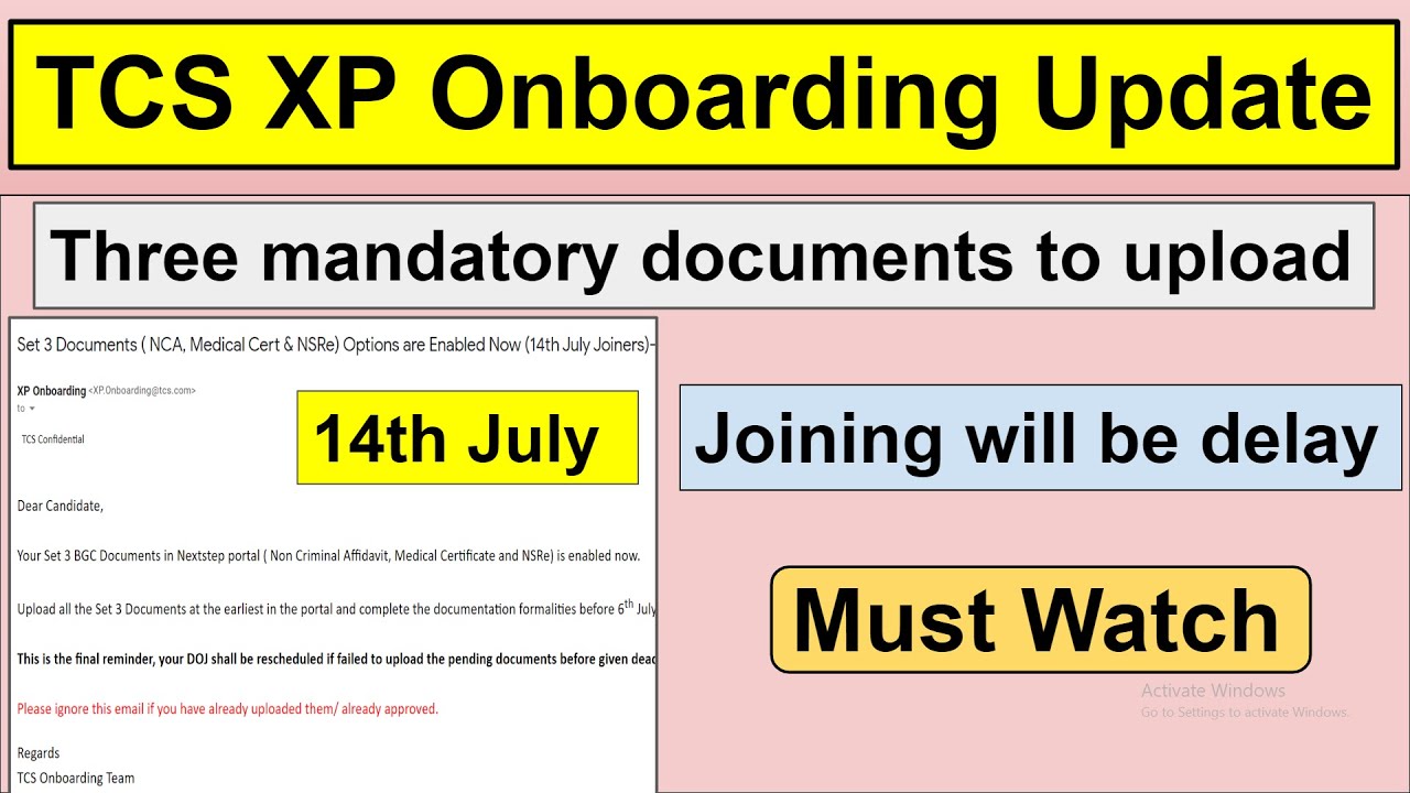 TCS XP Onboarding Update | Joining Update | 14th July Joining | 3 ...