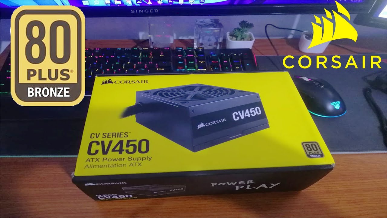 CORSAIR CV450 ATX Power Supply ( 80 PLUS BRONZE ) Unboxing 4K! 450W! CV ...