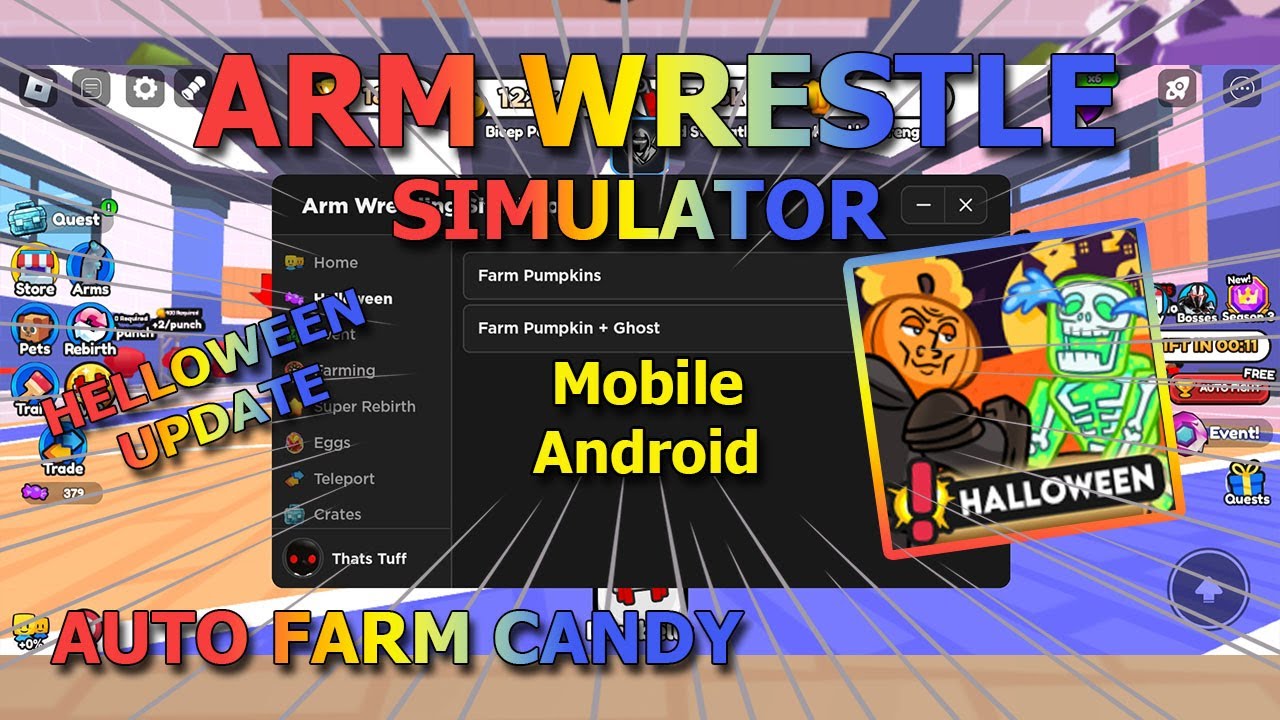 ARM WRESTLING SIMULATOR Script Mobile | UPDATE HELLOWEEN | AUTO FARM ...