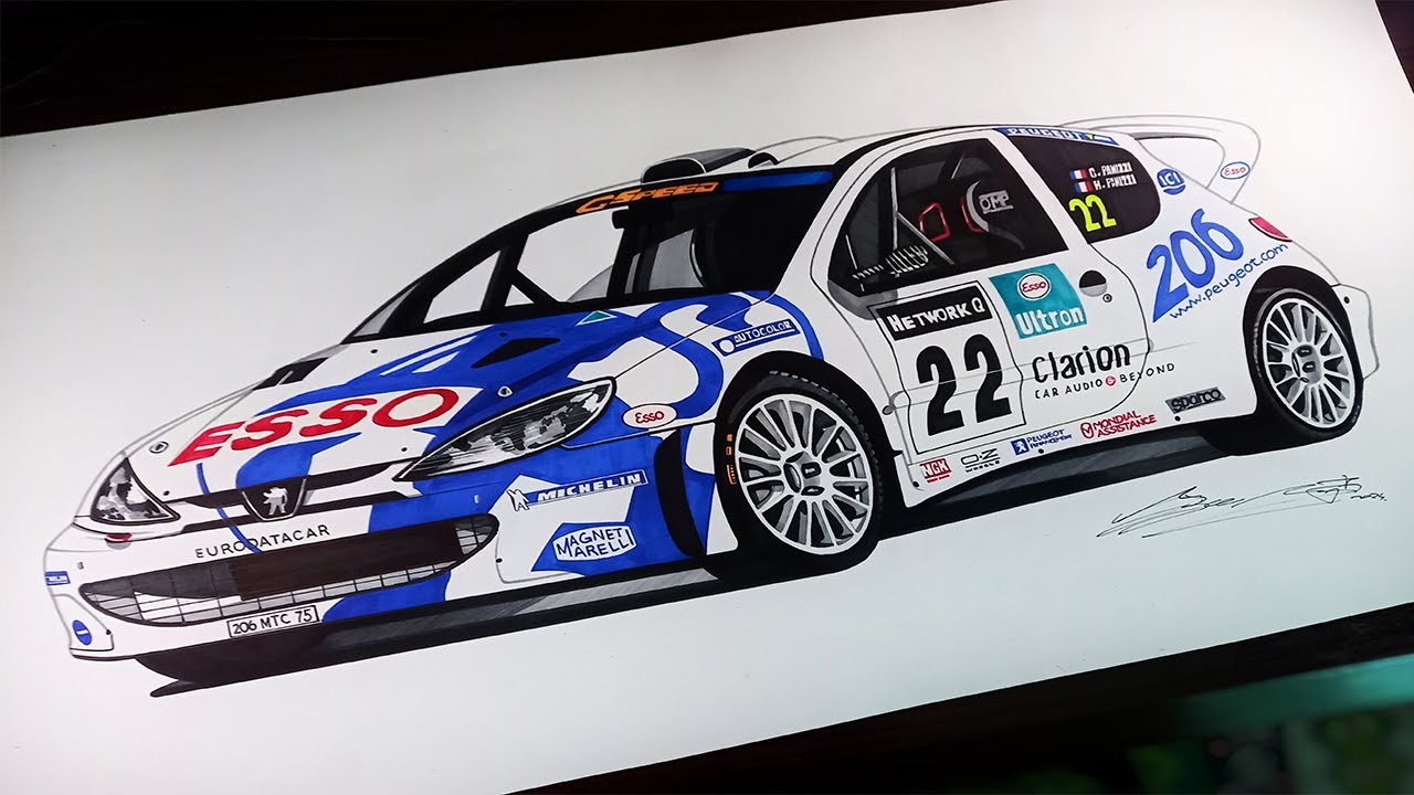 World Rally Championship : Peugeot 206 WRC Drawing | Time Lapse - YouTube