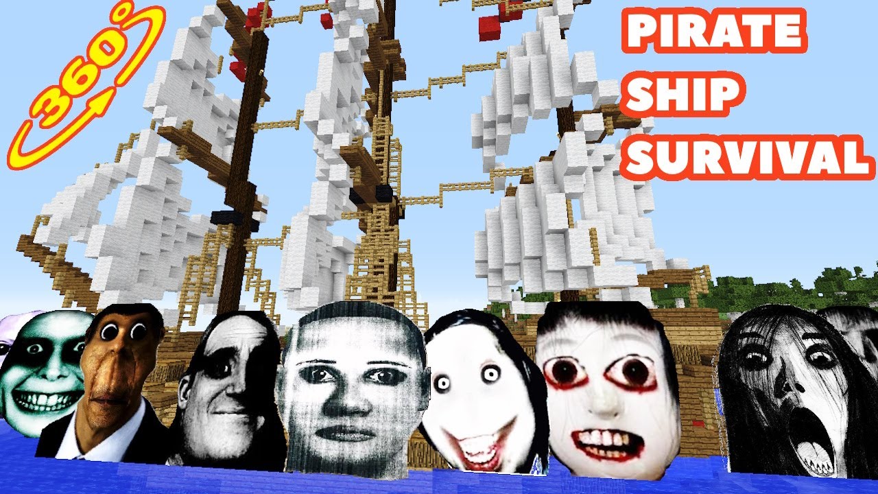SURVIVAL PIRATE SHIP WITH ALL NEXTBOTS in Minecraft 360°! - YouTube
