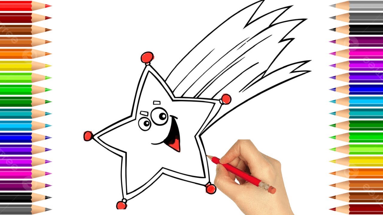 How to Draw a Star Meteor, Painting and Coloring for Kids, Toddlers ...