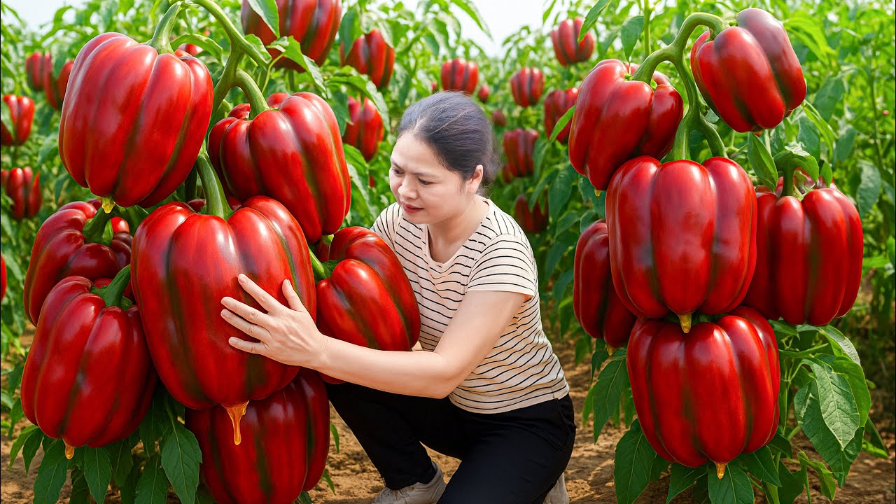 Harvesting Giant Honey Bell Pepper - Steam With Pandan Leaves Delicious ...