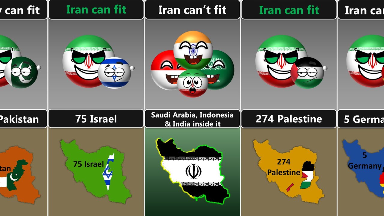 Iran vs Other Countries That Fit Inside Iran's Map [Countryballs] - YouTube