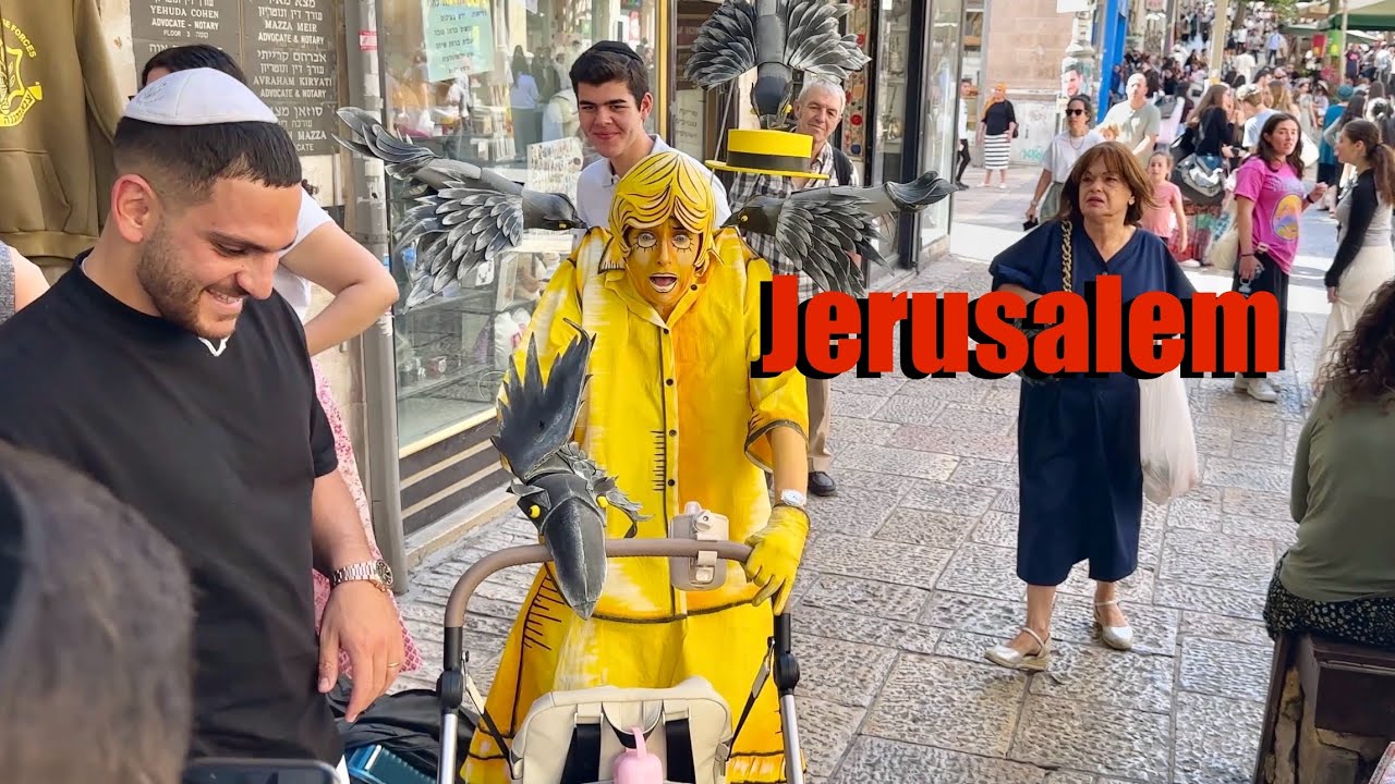 Jerusalem. Walking along Ben Yehuda and Jaffa streets. Israel before ...