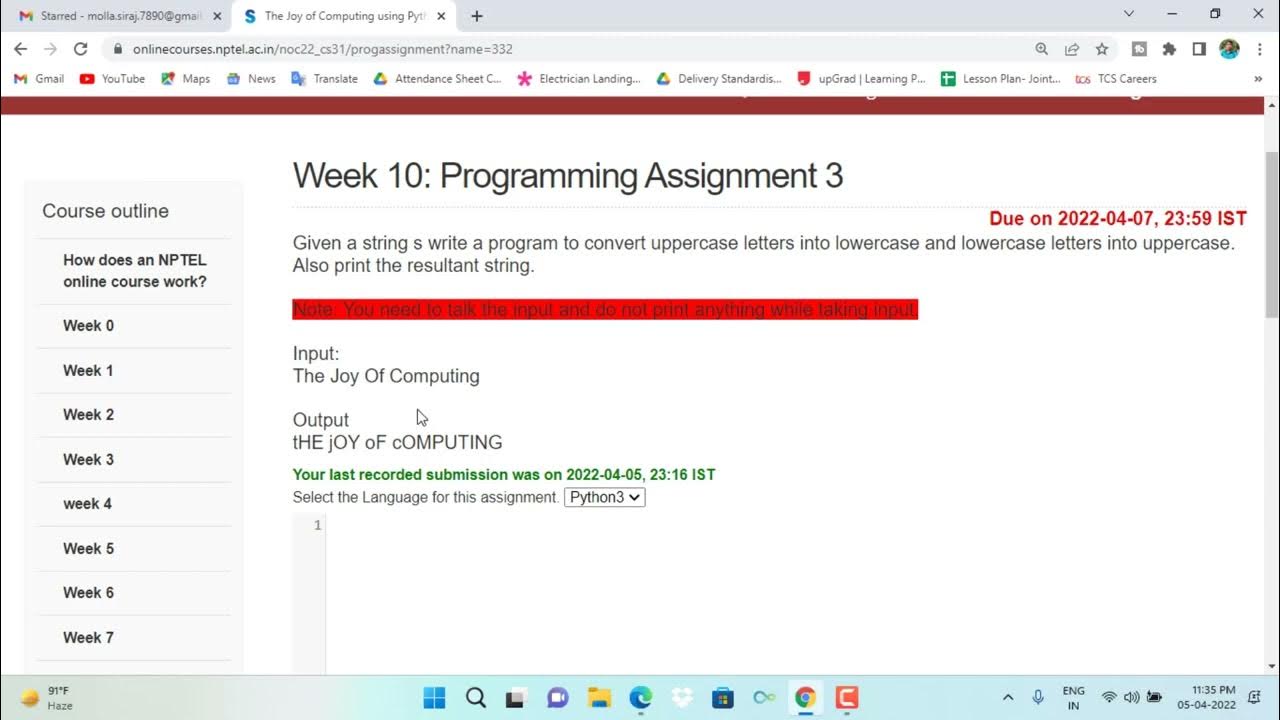 Swayam || The Joy of Computing Using Python Week-10 Programming Assignment-3 Solution || NPTEL ...