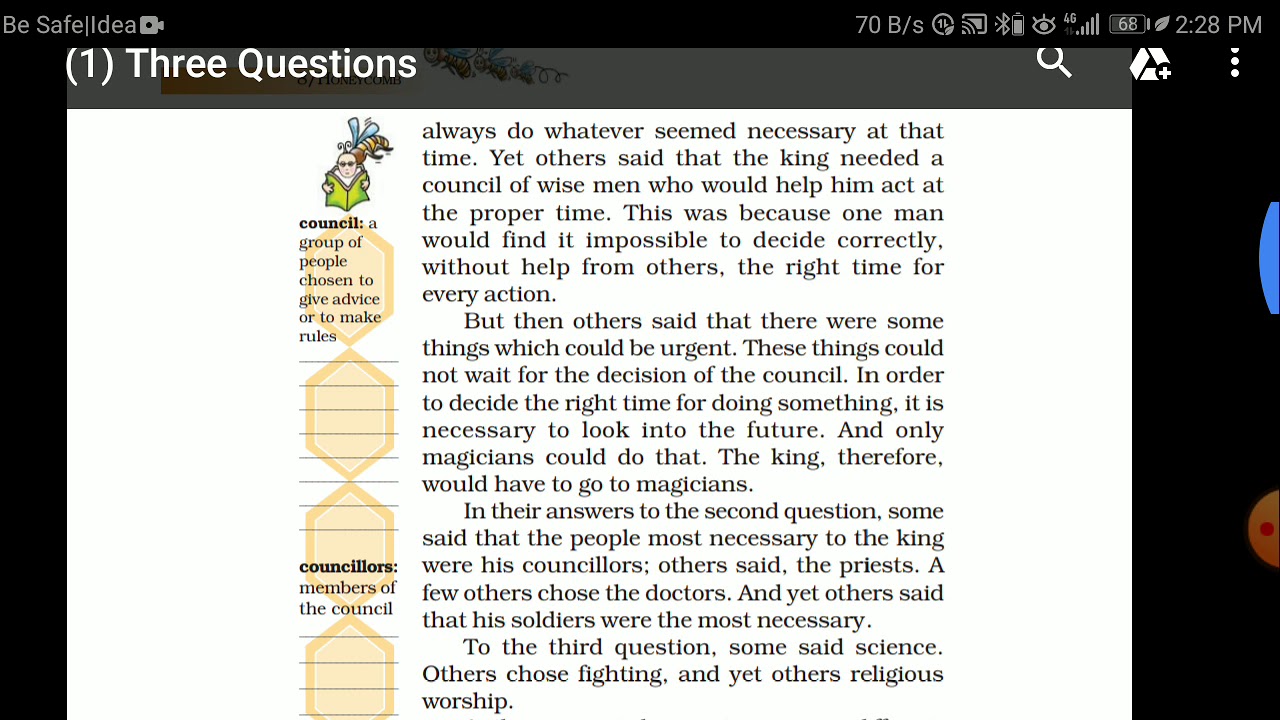 NCERT CLASS 7 ENGLISH HONEYCOMB FIRST CHAPTER THREE QUESTIONS PART 1 ncert-class-7-english-honeycomb-first-chapter-three-questions-part-1