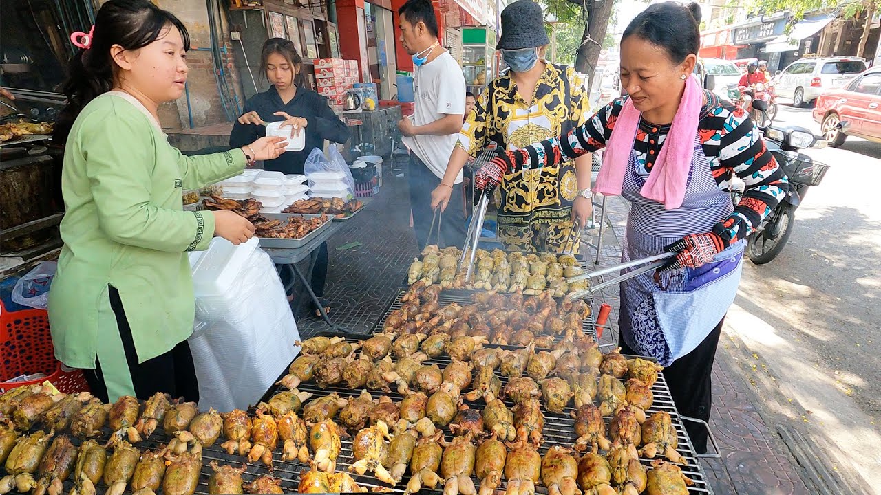 Delicious Grilled Stuffed Frogs & Food Market Scenes - Best Cambodian ...