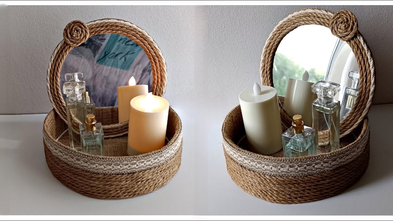 (35) Beautiful basket and mirror | basket with cardboard | decorative ...