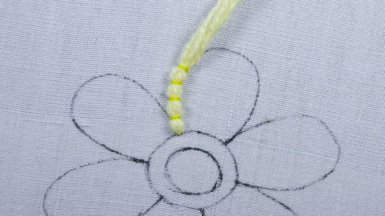 hand embroidery Wool and cotton thread combine super easy flower ...