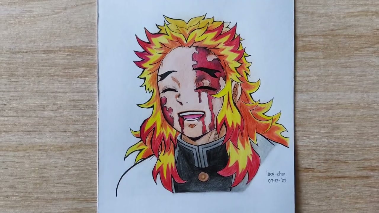 Drawing Process of Rengoku Kyojuro (Flame Hashira) || Kimetsu no Yaiba ...